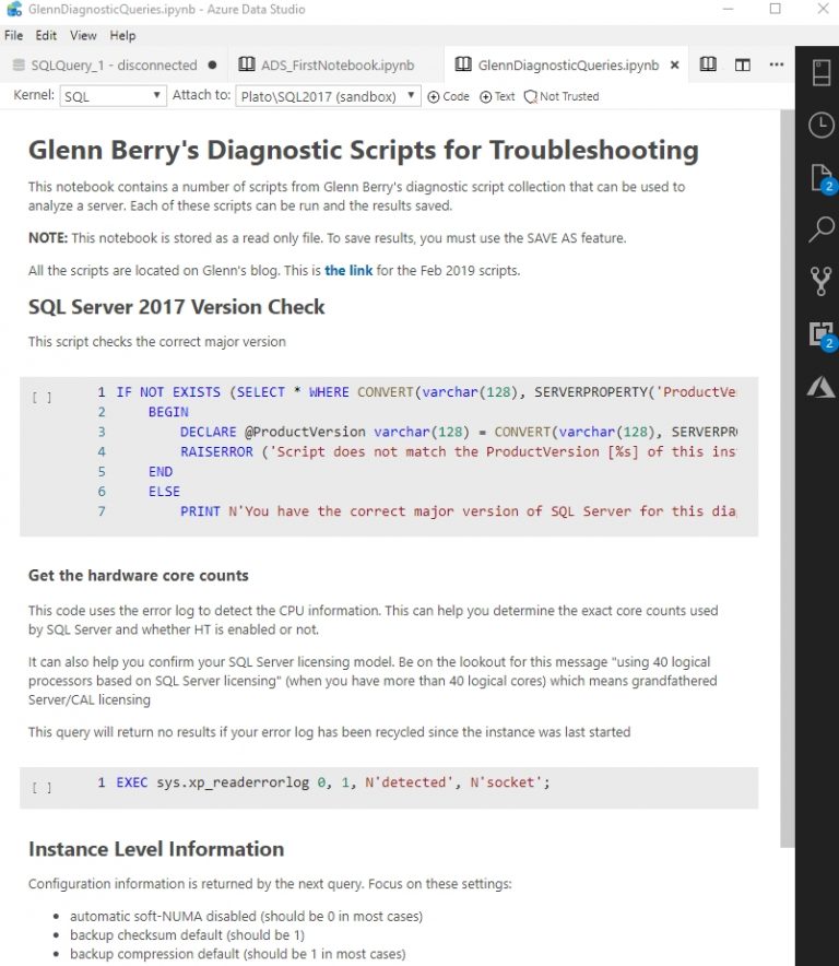 Using Notebooks in Azure Data Studio – SQLServerCentral