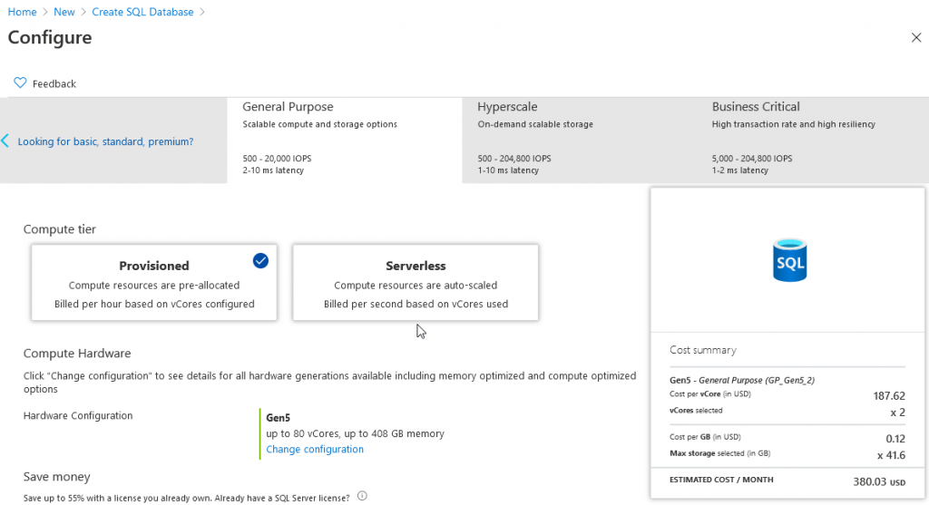 Creating a Serverless Database in Azure – SQLServerCentral