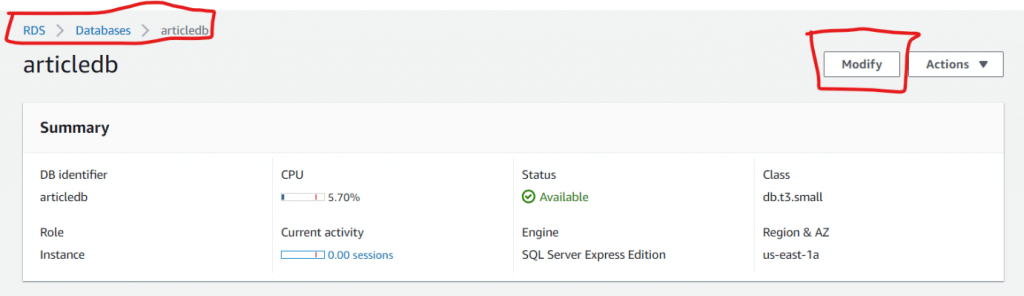 Amazon RDS - Configuring a Connection to a SQL Server Instance