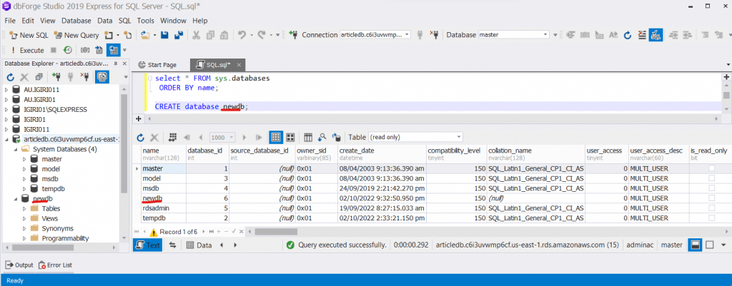 Amazon RDS - Configuring a Connection to a SQL Server Instance